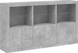 vidaXL Vidaxl - Buffet avec lumières led gris béton 181,5x37x100 cm