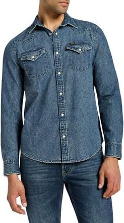 Lee Regular Western Shirt, Green Aura, M Homme