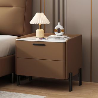 Generic Schlichte Nachttisch Aus Holz, Moderner Beistelltisch Mit 2 Schubladen, Bodenaufbewahrungsschrank Für Schlafzimmer Und Wohnzimmer(Bright Orange,50cm)