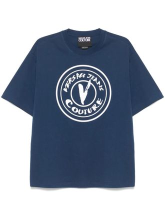 Versace Jeans Couture t-shirt à logo imprimé - Bleu