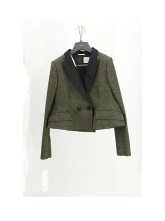 Dior Womens Jacket Tweed Light Green Polyester