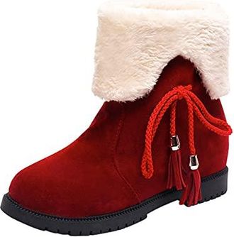Lazzboy Bottines Femme Dhiver &Agrave; Talons &Eacute;pais pour Femme Bottes de Neige &Agrave; Enfiler en Daim &Agrave; Talon &Eacute;pais Bout Rond Confortables &Agrave; Enfiler Talon Mi-&Eacute;pais Bottin