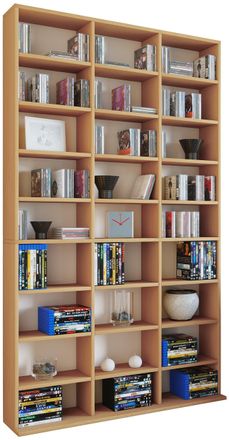 VCM Holzregal stehend | platzsparender CD-Schrank f&uuml;r 1080 CDs oder 504 DVDs | Ma&szlig;e: H. 181 x B. 102 x T. 23 cm | Elegantes DVD Regal stehend | Blu-Ray Re