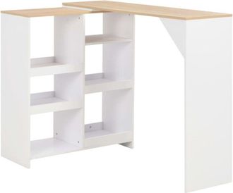 vidaXL Table de bar avec bureau avec pc en bois moderne diff&eacute;rentes couleurs Couleur : Blanc et bois