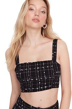 Trendyol Woman Regular Standard Square Collar Woven Blouse Chemise, Black, 34 Femme