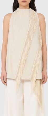 Sportmax Neckholder-Top aus Baumwolle mit Fransen und asymmetrischem Saum