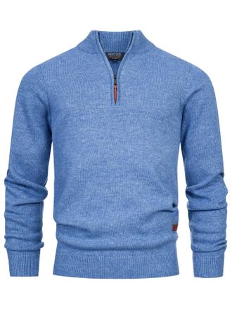 Indicode Herren INMargous Half-Zip Feinstrickpullover mit Stehkragen und Rei&szlig;verschluss | Herrenpullover Strickpullover f&uuml;r M&auml;nner Copen Blue, XL