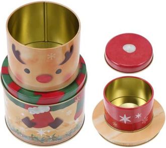 Angoily Boite Metal Pour Biscuit, Lot De 3 Bo&icirc;Tes &agrave; Biscuits En M&eacute;Tal Pour No&euml;L, Trois &Eacute;Tages, Conservation Pour Bonbons, Chocolat, Cookies, Hiver Cadeau Anni