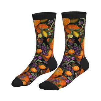 Generic Motif Oranges Et Baies Bleues 4 Chaussette Homme Doux Chaussettes Mi-Mollet Chaudes Chaussettes Sport Pour Entra&icirc;nements Travail Quotidien 40Cm