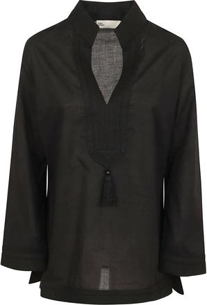 Tory Burch Femme, Blouses et Chemises, Noir, Taille: 38 FR Tunique l&eacute;g&egrave;re en voile de coton