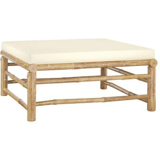 vidaXL Vidaxl - Salon de jardin 6 pcs avec coussins blanc cr&egrave;me Bambou