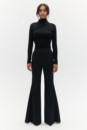 Benu Schwarze drapierte Bluse