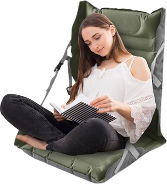 Generico Aufblasbarer Stuhl, faltbar, mit R&uuml;ckenlehne, platzsparendes Bodenkissen f&uuml;r Camping, und Reisen