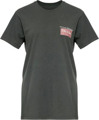 Maison Margiela Homme, Tops, Gris, Taille: M T-shirt &agrave; imprim&eacute; slogan