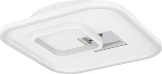 Eglo LED Deckenleuchte Tiriolo, geometrische Deckenlampe, Wohnzimmerlampe aus Metall und Kunststoff in Weiß und Silber, Flurlampe neutralweiß, 38 x 38 cm