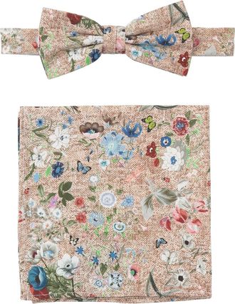 Prince Bowtie Fliege + Tuch Flower - Beige