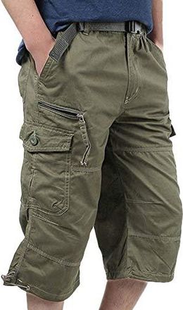 Generic Short cargo pour homme avec entrejambe de 17,8 cm, taille élastique, multi-poches, combat militaire, léger, tactique, travail, randonnée avec ceinture