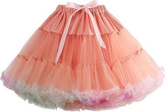 Generic Jupe tutu en tulle pour femme - Taille haute - R&eacute;tro ann&eacute;es 80 - Jupe &agrave; bulles moelleuse - Accessoire f&eacute;minin d&eacute;contract&eacute;, multicolore, Taille unique