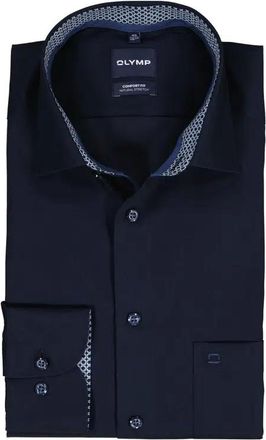Olymp Herren Hemden blau Baumwoll-Stretch