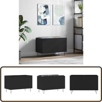 vidaXL Armoire à disques noir 74,5x38x48 cm bois dingénierie - Meuble à Disques - Armoire à Vinyle - Rangement Musique - Étagère Disque - Support