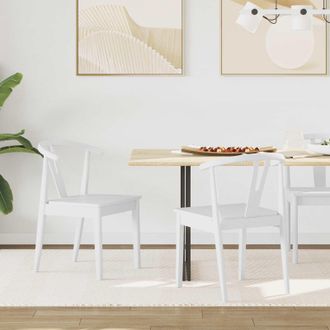 vidaXL Vidaxl Sedia Da Pranzo 2 Pz Legno Di Gomma Solido Bianco E Bianco