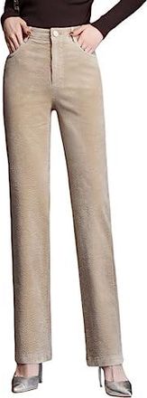 Dissa Femmes Pantalon Droit Beige Taille Haute Grande Taille Pantalon de Travail Velours côtelé Printemps et Automne Épais,EU 46,P12