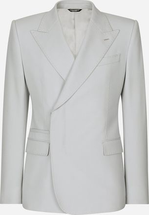 Dolce & Gabbana Zweireihige Jacke Sicilia Aus Wollstretch - Mann Anzüge Und Blazer Grau Wolle 50