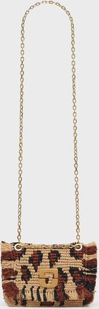 Gerard Darel Mini sac port&eacute; travers en raphia l&eacute;opard - LE MINI FANNY - Fauve