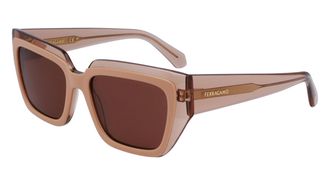 Ferragamo FERRAGAMO Salvatore SF2002S 265 Transparent Nude/Rose Sunglasses Woman Acetato, Square, 55