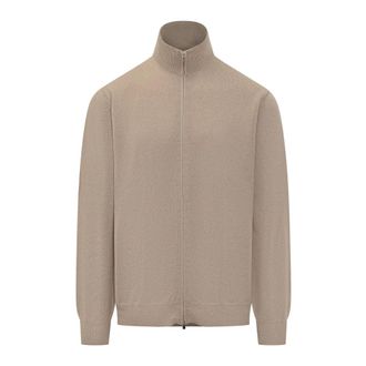 FILIPPO DE LAURENTIIS Homme, Pulls, Beige, Taille: 3XL Gilet Zipp&eacute; &agrave; Col Montant