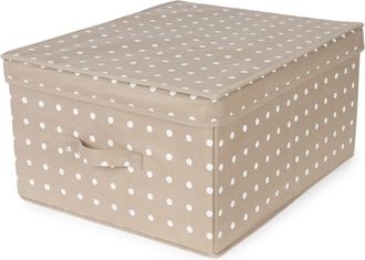 Compactor Foldable Storage Box with Lid, Non-Woven Polypropylene and Cardboard, 40 x 50 x 25cm, Rivoli Range, Brown/White, RAN10904