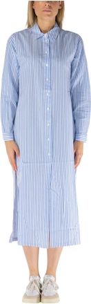 MC2 Saint Barth Femme, Robes, Bleu, Taille: 40 FR Robe Chemise Adeline Rayures Coton