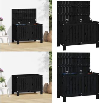 vidaXL Gartentruhe Schwarz 76x42,5x54 cm Massivholz Kiefer - Gartentruhe - Holzkiste - Gartenaufbewahrung - Kiefernholz - Outdoor M&ouml;bel - Home & Living
