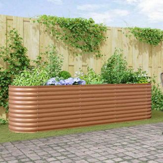 vidaXL Vidaxl - Jardini&egrave;re sur&eacute;lev&eacute;e Marron 320 x 80 x 81 cm Acier