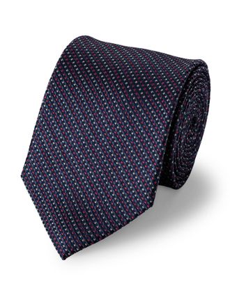 CHARLES TYRWHITT Krawatte aus Seide mit dezentem Muster - Indigoblau & Rosa