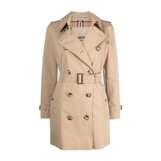Burberry Femme, Manteaux, Beige, Taille: 32 FR Manteau Beige en Gabardine de Coton &agrave; Double Boutonnage