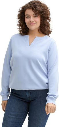 Tom Tailor Damen Plussize Sweatshirt mit V-Ausschnitt, 11270 - Kentucky Blue, 46