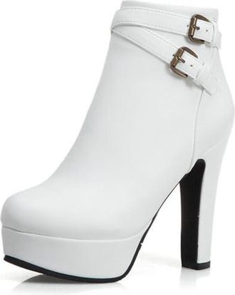 Generic MiaZane Bottines &Agrave; Semelle &Eacute;paisse Femme avec Double Boucle Talon Bloc Haut Chaussures De Mode pour Tenue Quotidienne Bureau Soir&eacute;e F&ecirc;te Style Urbain,