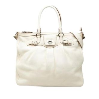 Ferragamo Pre-owned Gancini Leather Tote Bag - Femme - Pre-owned - Blanc - Taille: ONE Size