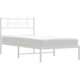 vidaXL Bettgestell mit Kopfteil Metall Wei&szlig; 100x190 cm vidaXL