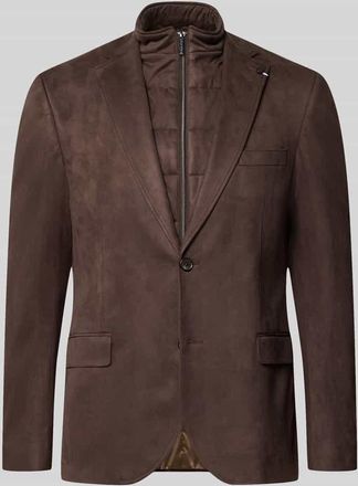 Bugatti Regular Fit Sakko aus elastischem Material-Mix mit Label-Detail