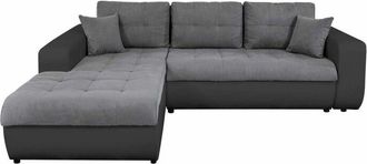 Usinestreet Usinestreet - Canapé dangle suzie Convertible en Simili et Microfibre - Angle Gauche, Gris et Noir