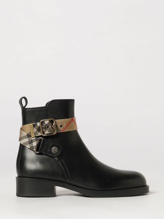 Burberry Bottines de motard Huntley en cuir avec empi&egrave;cements Vintage check