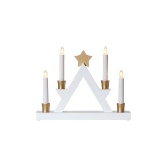 Eglo LED Kerzenst&auml;nder Julle, Kerzenhalter Dekoleuchte, Weihnachtspyramide aus Holz, Kunststoff in Weiss, Gold, Kunststoff in wei&szlig; warmwei&szlig;