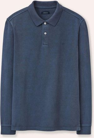 Walbusch Langarm-Poloshirt Herren Langarmpolo aus weicher Baumwolle Shirt Poloshirt, garment-dyed, extraweich & pflegeleicht