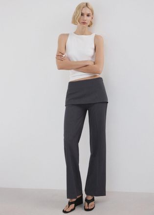 Mango Pantalon droit design combin&eacute; gris - Femme - 34 - MANGO