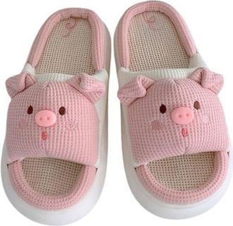 Hemoton Pantoufles Femme Int&eacute;rieur Respirantes Lin Coton Semelle &Eacute;paisse Souple Antid&eacute;rapante Maison Confortables et L&eacute;gers pour Toutes Saisons