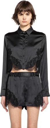 Versace Lace-Trim Satin Crop Shirt