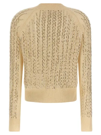 Ermanno Scervino Womens Beige Virgin Wool Cardigan Clothing