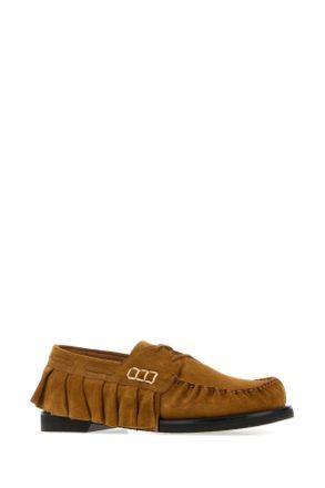 J.W.Anderson Mens Camel Suede Loafers Caramel Mocassini